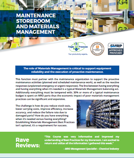 Maintenance Storerooms & Materials Management Public Training